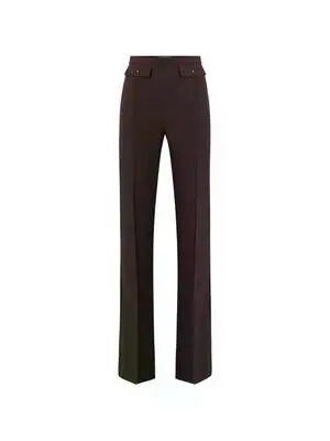 Elisabetta Franchi Lightweight Crêpe And Satin Palazzo Trousers - Brown