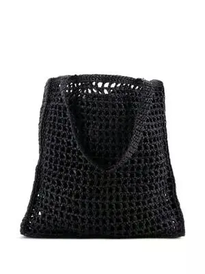 Prada Triangle Logo Open Raffia Tote Bag