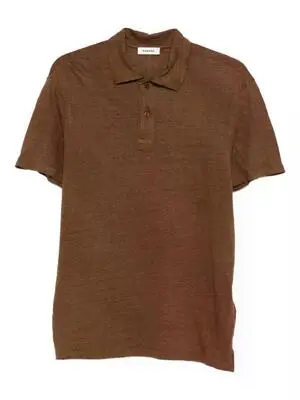 Sandro Linen Polo Shirt - Brown