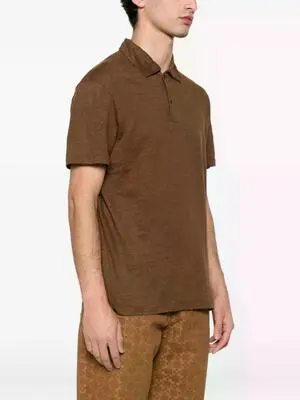 Sandro Linen Polo Shirt - Brown