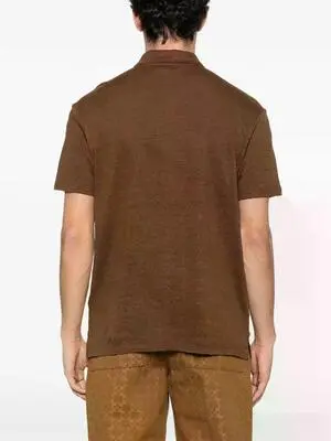 Sandro Linen Polo Shirt - Brown