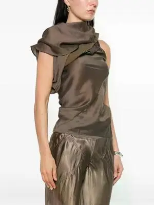 ENTIRE STUDIOS Asymmetric Neck Top - Brown