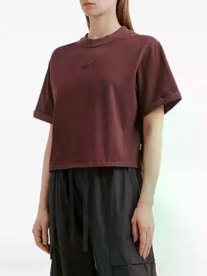 Izzue Cropped Embroidered T-shirt - Red