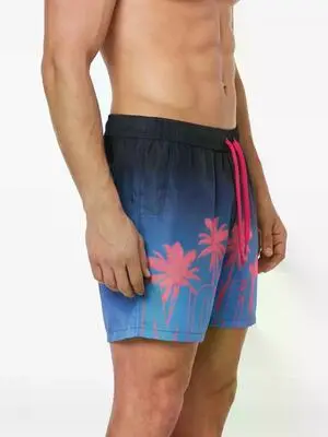 Moschino Palm-tree Print Swim Shorts - Blue