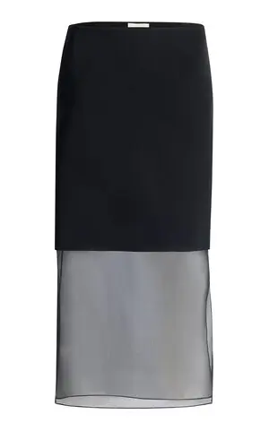 Khaite Sybil Crepe Satin Midi Skirt - Black