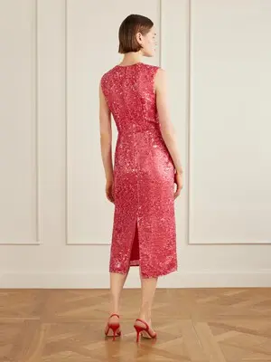 Erdem Crystal-embellished Sequined Satin Midi Dress - Pink