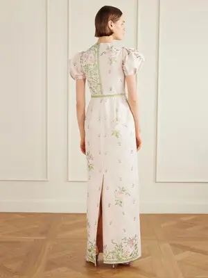 Erdem Floral-embroidered Cotton-faille Gown
