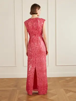 Erdem Draped Sequined Chiffon Gown