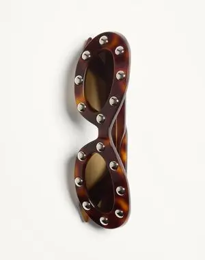 Valentino Garavani Studded Oval Sunglasses - Havana/brown