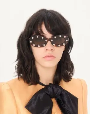 Valentino Garavani Studded Oval Sunglasses - Havana/brown