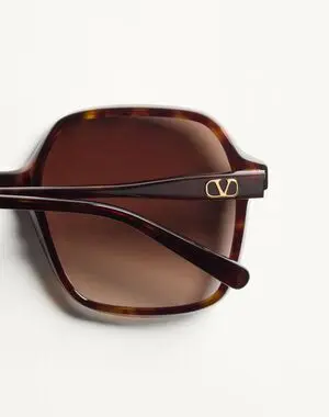 Valentino Garavani Oversized Rectangular Frame Sunglasses - Havana/brown