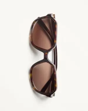 Valentino Garavani Oversized Rectangular Frame Sunglasses - Havana/brown