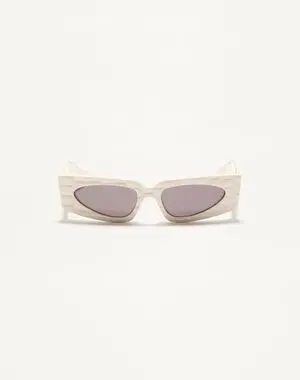 Valentino Garavani Rectangular Sunglasses Ivory/gradient Grey