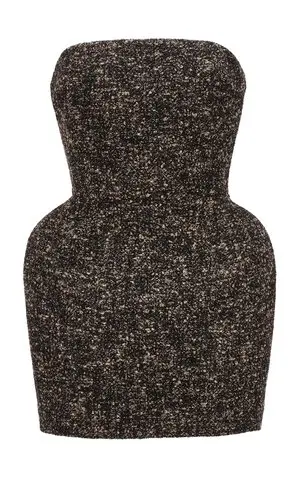 Magda Butrym Sculpted Wool-blend Mouline Mini Dress - Brown