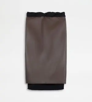 TOD'S Leather Midi Skirt - Brown