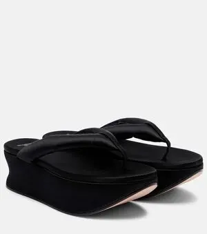 Balenciaga Gaeta Satin Wedge Thong Sandals