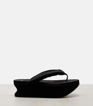 Balenciaga Gaeta Satin Wedge Thong Sandals