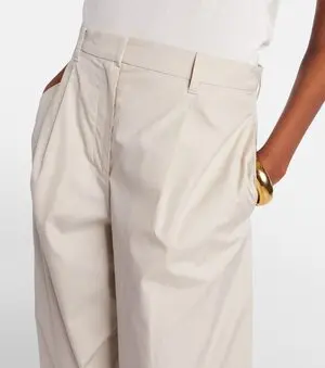 Max Mara Danza Cotton Wide-leg Pants - Beige