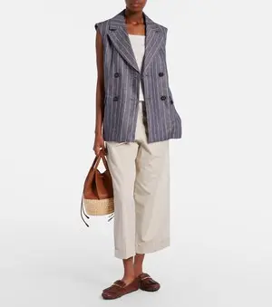Max Mara Danza Cotton Wide-leg Pants - Beige