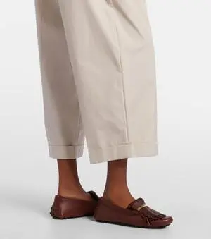 Max Mara Danza Cotton Wide-leg Pants - Beige