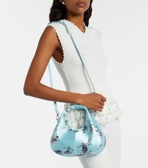 GANNI Mini Floral Satin Top-handle Bag