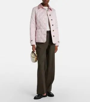 Burberry Corduroy-trimmed Quilted Jacket - Pink