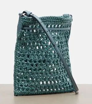 TOD'S Mini Raffia-effect Bucket Bag - Blue