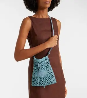 TOD'S Mini Raffia-effect Bucket Bag - Blue