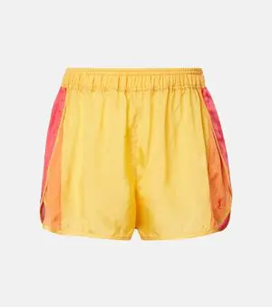 Saint Laurent Colorblocked Cupro Shorts - Orange