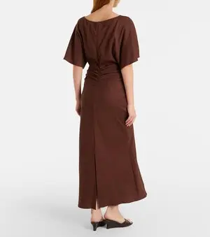Staud Amelie Linen-blend Midi Dress - Brown