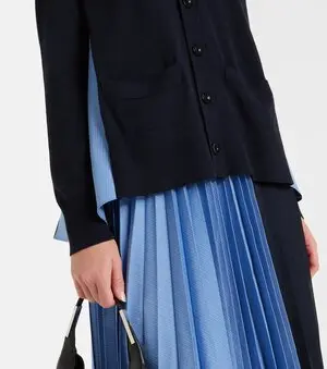 Sacai Striped Cotton Poplin Cardigan