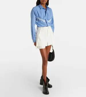 Sacai Lace-trimmed Striped Cotton-blend Poplin Shirt