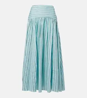 Staud Procida Striped Cotton-blend Maxi Skirt - Multicoloured