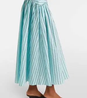Staud Procida Striped Cotton-blend Maxi Skirt - Multicoloured