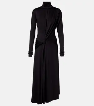 Victoria Beckham Gathered Turtleneck Midi Dress - Black