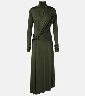 Victoria Beckham Gathered Turtleneck Midi Dress - Green