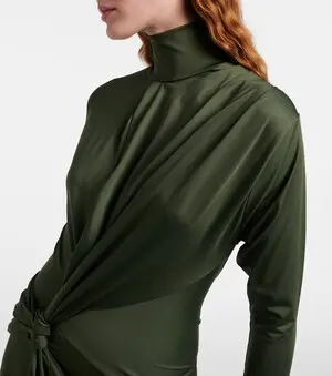 Victoria Beckham Gathered Turtleneck Midi Dress - Green