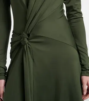 Victoria Beckham Gathered Turtleneck Midi Dress - Green