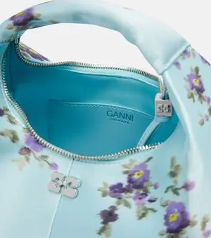GANNI Mini Floral Satin Top-handle Bag - Blue