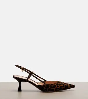 GIANVITO ROSSI Ascent Leopard-print Slingback Pumps
