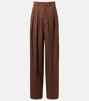 Saint Laurent Pleated Wool Gabardine Wide-leg Trousers