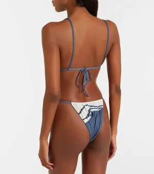 SIR. Lilou Printed Bikini Top - Blue