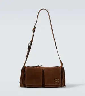 Miu Miu Suede Utility Shoulder Bag - Brown