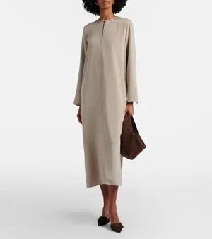 Max Mara Unghia Silk-blend Midi Dress - Grey