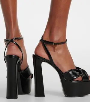 Saint Laurent Franciane Leather Platform Sandals