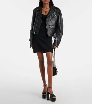 Saint Laurent Franciane Leather Platform Sandals