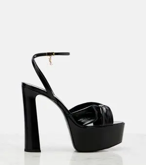 Saint Laurent Franciane Leather Platform Sandals