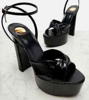 Saint Laurent Franciane Leather Platform Sandals