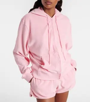 Hunza G Logo Cotton Terry Zip-up Hoodie - Pink