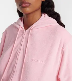 Hunza G Logo Cotton Terry Zip-up Hoodie - Pink
